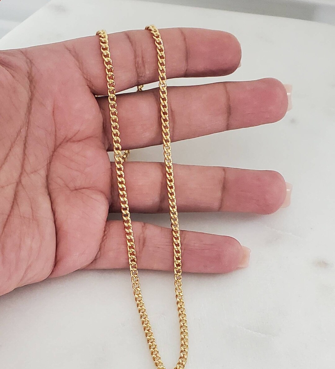 Gold Curb Chain, 14k Heavy Plated Gold, 2mm Curb Style Chain, High ...