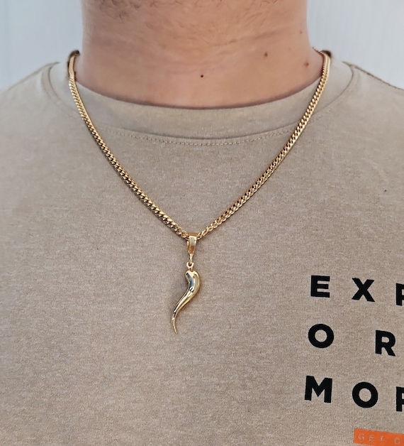 Italian horn necklace gold mens store