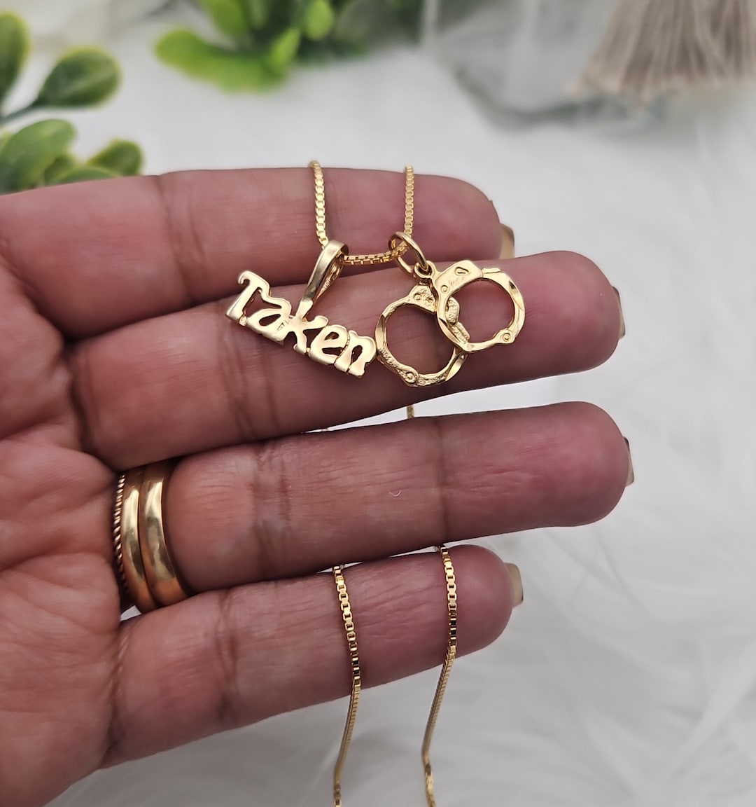 Gold Taken Handcuffs Necklace, Tiny Handcuffs Necklace, 14k Heavy ...