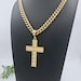 XL Gold Nugget Cross Necklace: Textured CZ, 11mm Curb Chain, Lifetime ...