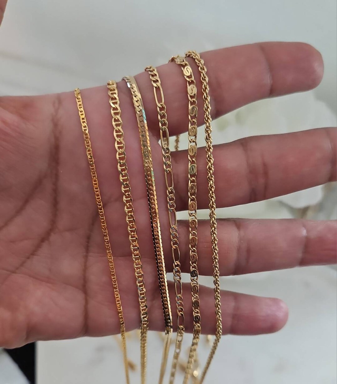 Single Chain Necklace: 1mm & 2mm Assortments. 14k Heavy Plated ...