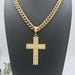 XL Gold Nugget Cross Necklace: Textured CZ, 11mm Curb Chain, Lifetime ...