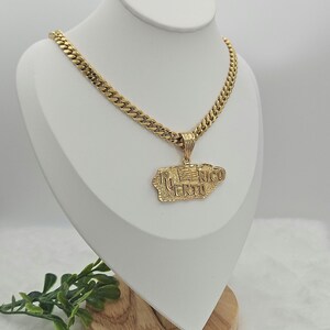 Gold Puerto Rico Necklace for Men, Gold PR Necklace for Men, 14k Heavy ...