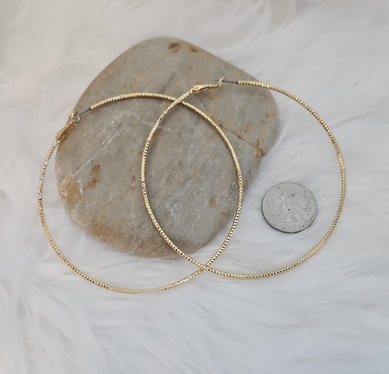 Jumbo 14k Gold Plated Hoop Earrings: 90mm Hypoallergenic Hoops - Etsy