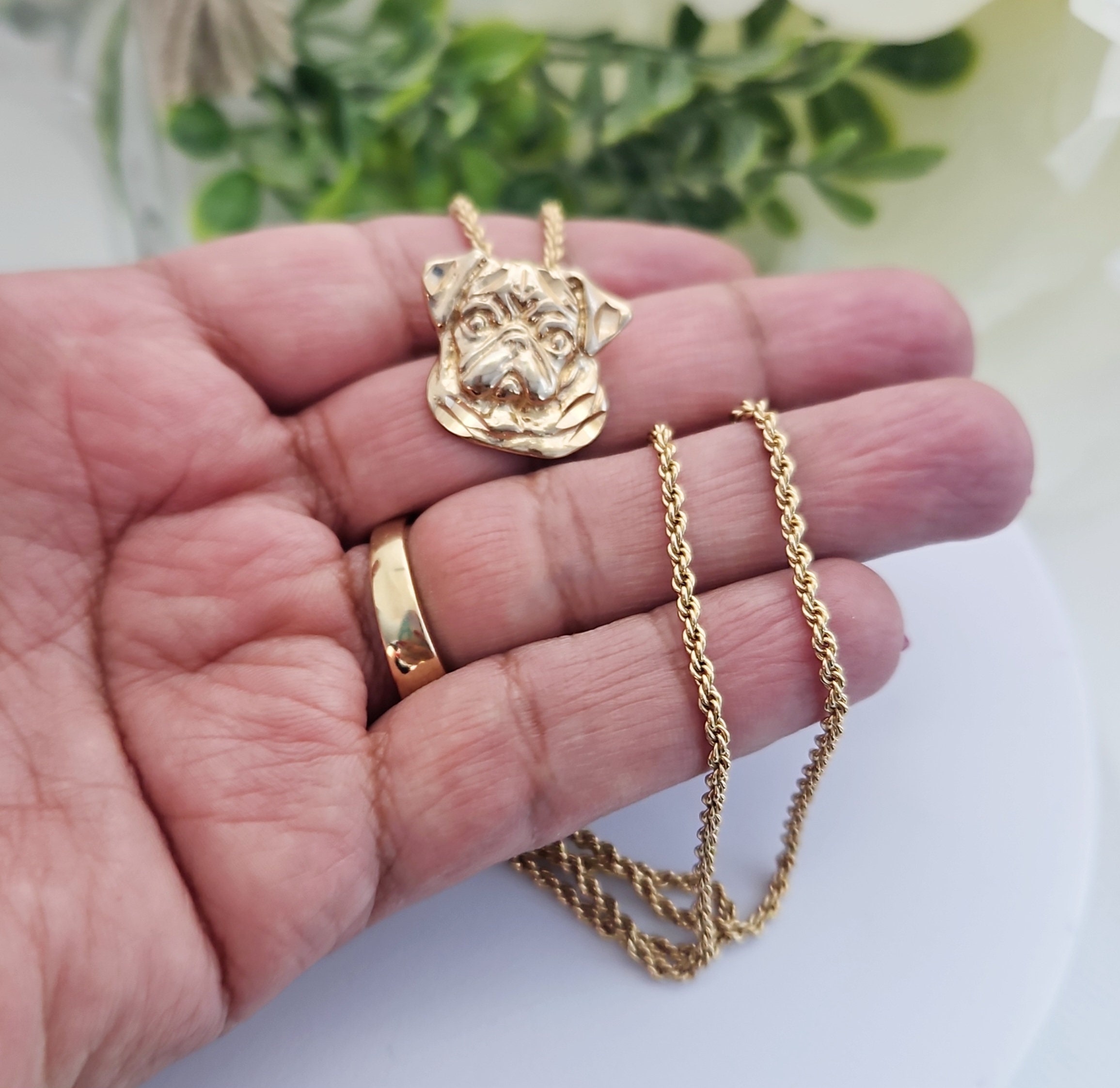 Gold Pug Pendant Necklace, Rope or Valentino Chain, 14k Heavy Plated - Etsy