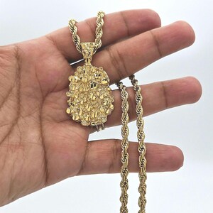 Gold Nugget Necklace: 14k Heavy Plated, Fade Free 4mm Rope Chain ...