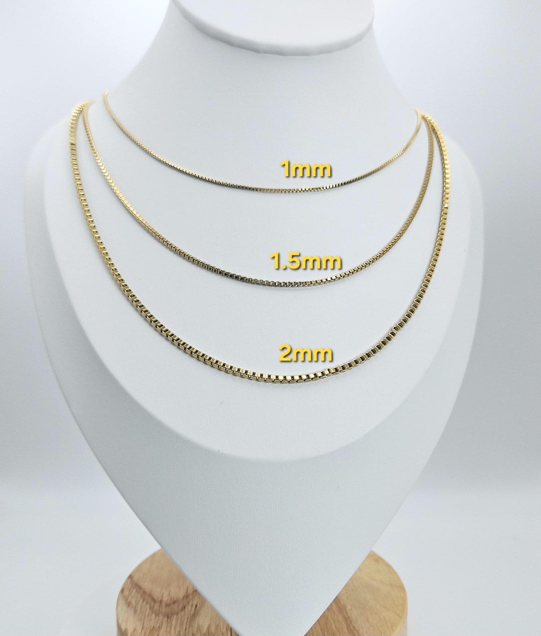 Gold Box Chain, 1mm, 1.5mm or 2mm Box Style Chain, 14k Gold Over ...