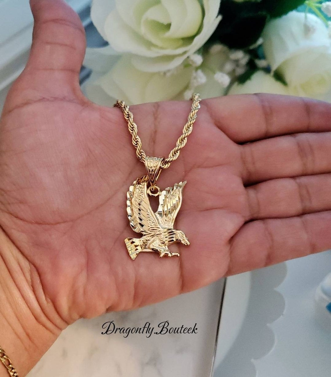 Gold Eagle Necklace for Men American Eagle Chain Made of 14k - Etsy