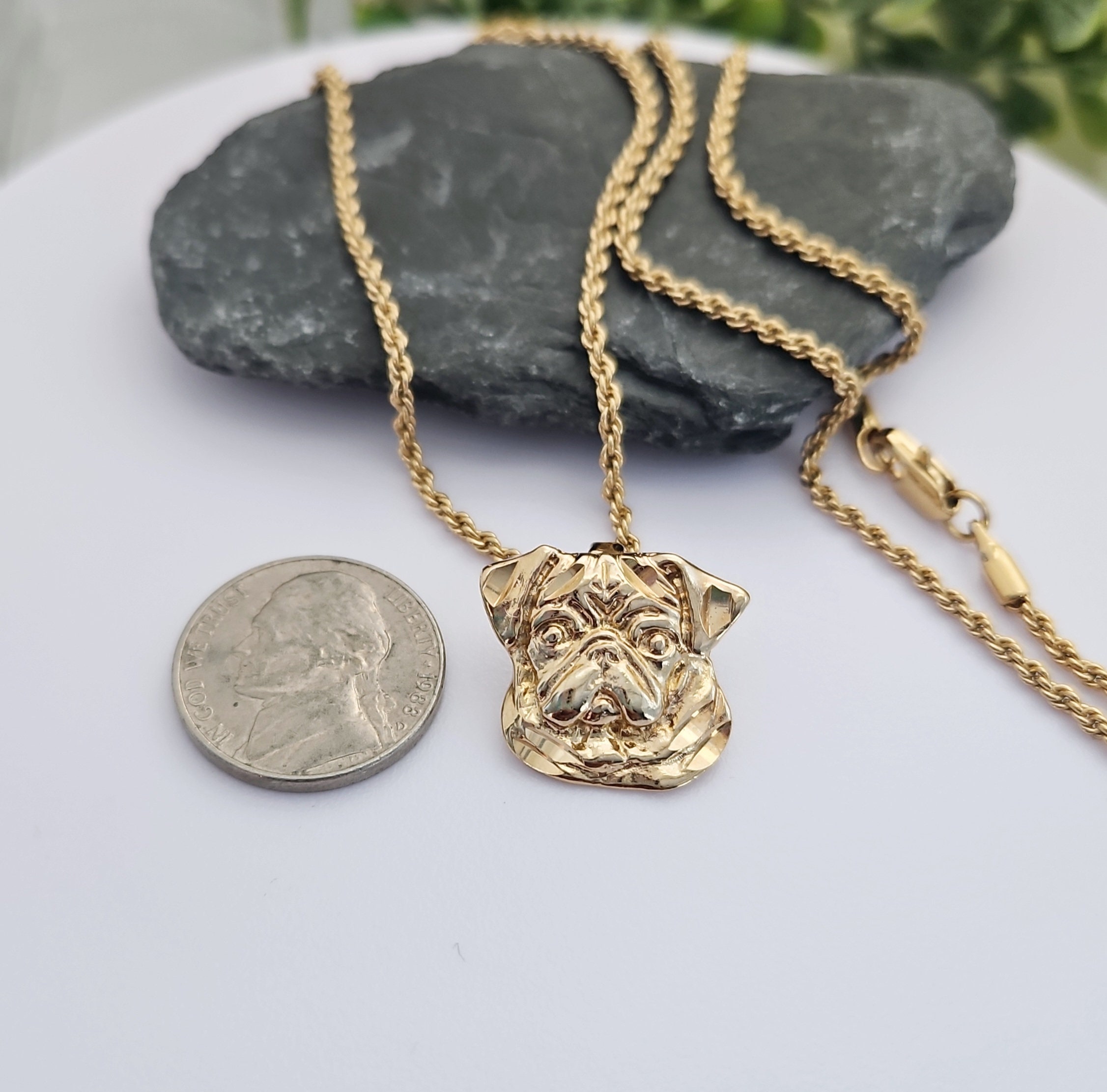 Gold Pug Pendant Necklace, Rope or Valentino Chain, 14k Heavy Plated - Etsy