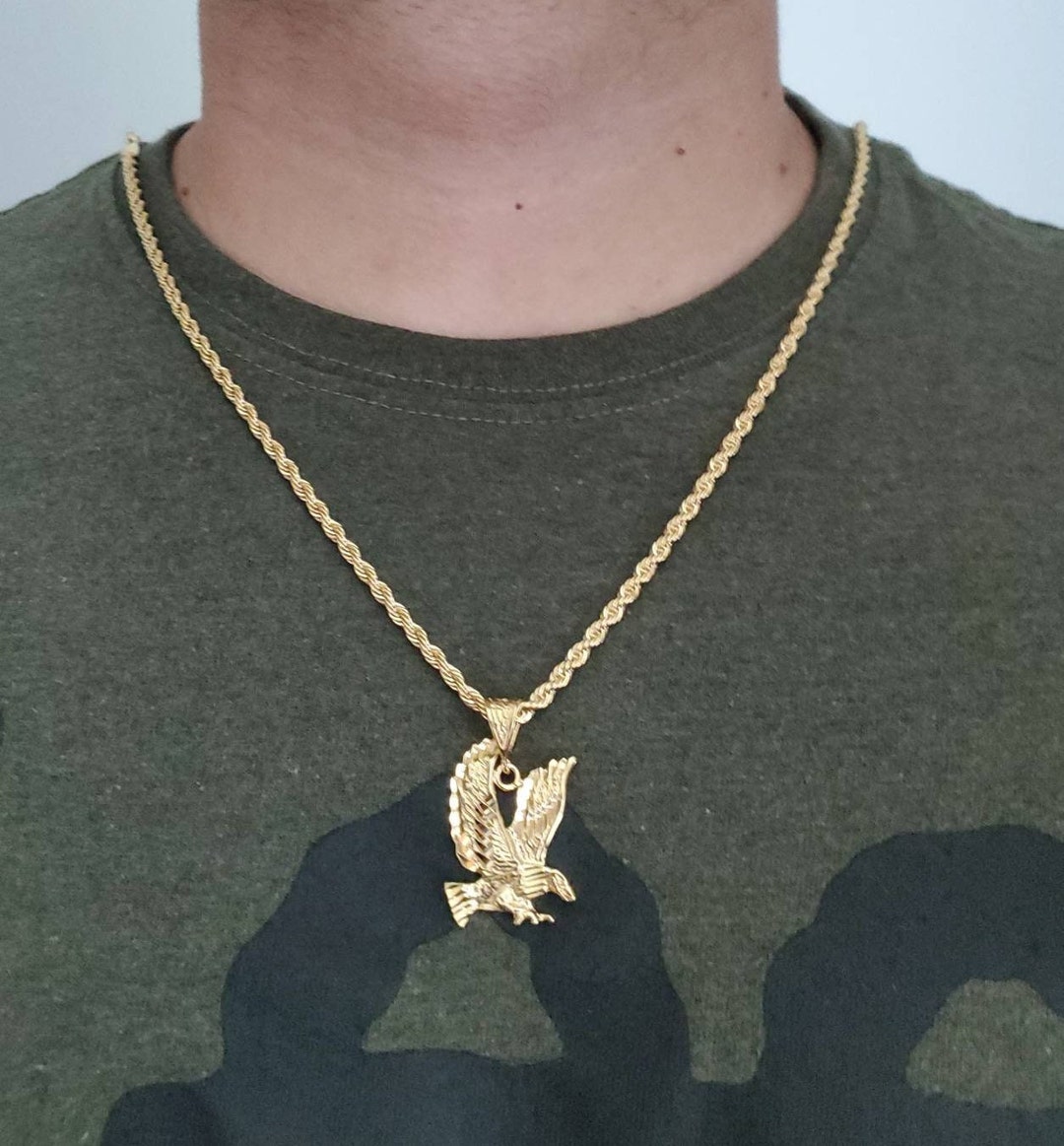 Gold Eagle Necklace for Men American Eagle Chain Made of 14k - Etsy