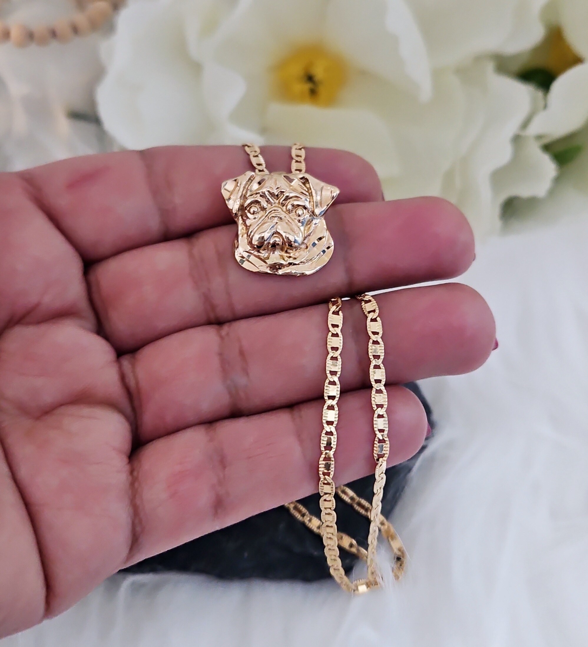 Gold Pug Pendant Necklace, Rope or Valentino Chain, 14k Heavy Plated - Etsy