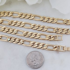 Large Gold Figaro Chain, Thick 9mm Figaro Chain, Solid Smooth Figaro Necklace, 14k Heavy Plated ...