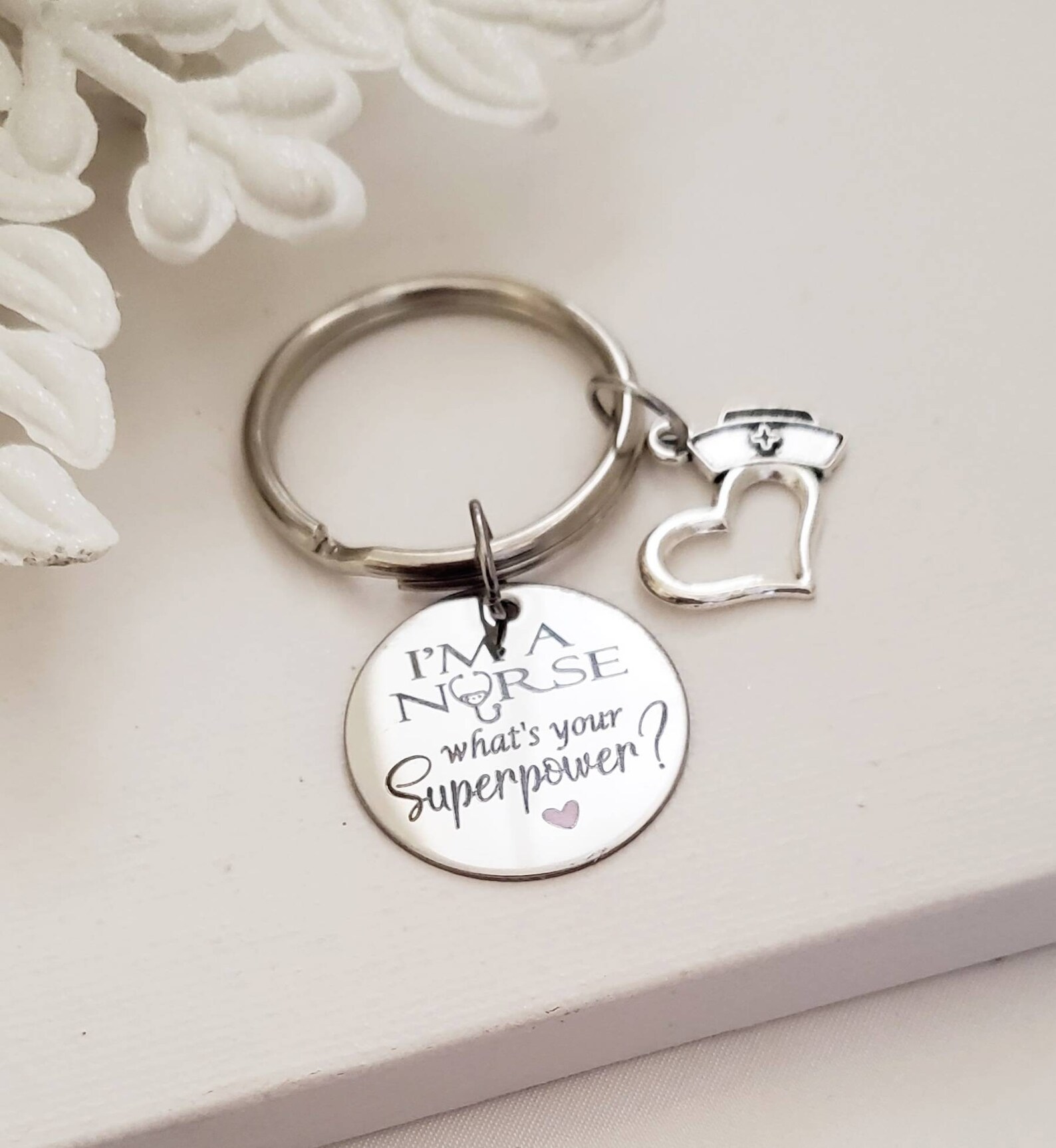 Nurse Superpower Stainless Steel Keychain | Etsy