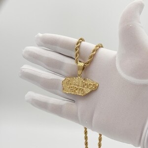 14k Gold Plated Puerto Rico Pendant Necklace - 4mm Rope Chain - Etsy