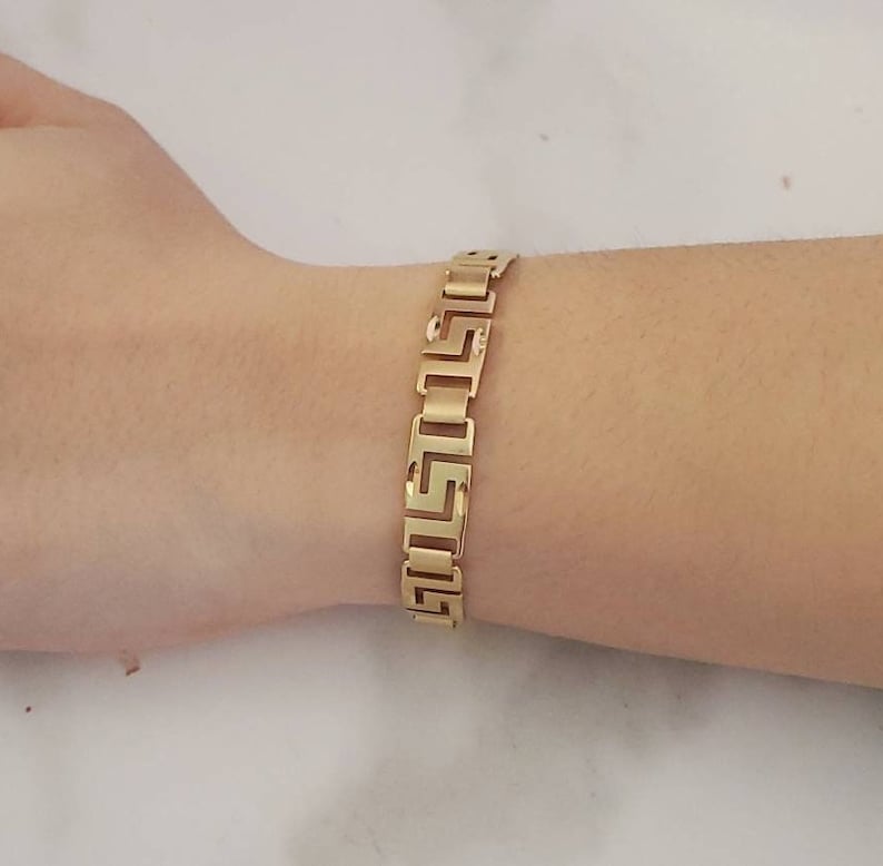 Gold Greek Key Bracelet, Ladies Greek Key Bracelet, 14k Heavy Plated ...