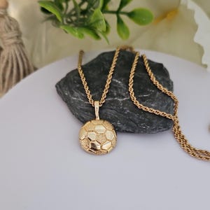Gold Soccer Ball Pendant Necklace: 14k Heavy Plated, Rope or Curb Chain ...