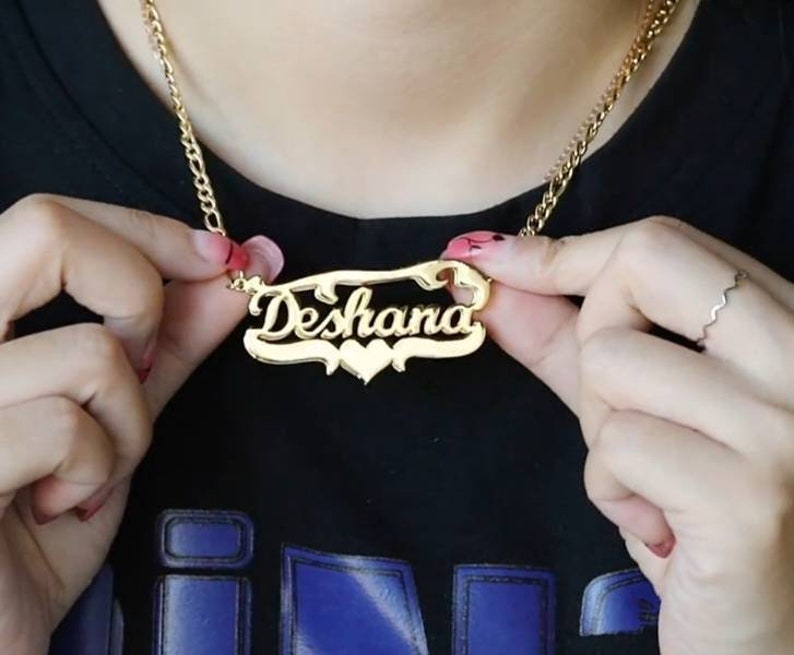 Gold Name Plate Necklace Personalized Necklace Double Name - Etsy
