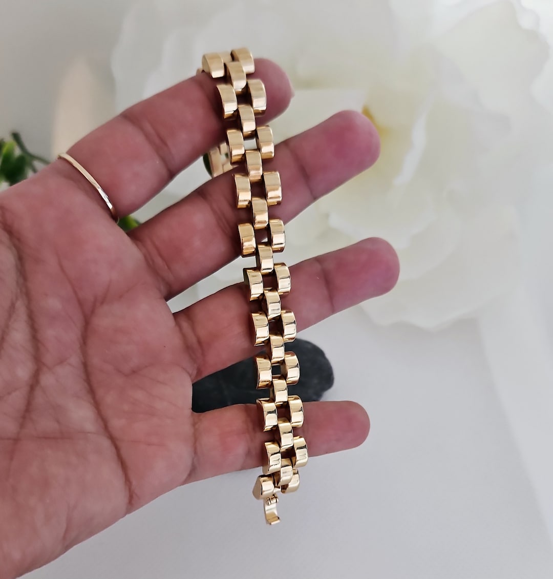 Gold Watchband Bracelet, Smooth Watch Band Bracelet, Unisex Bracelet ...