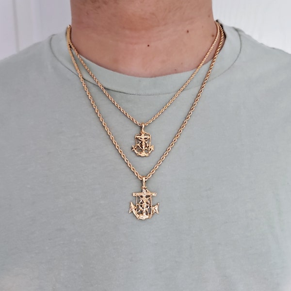 Gold Anchor Pendant - Etsy