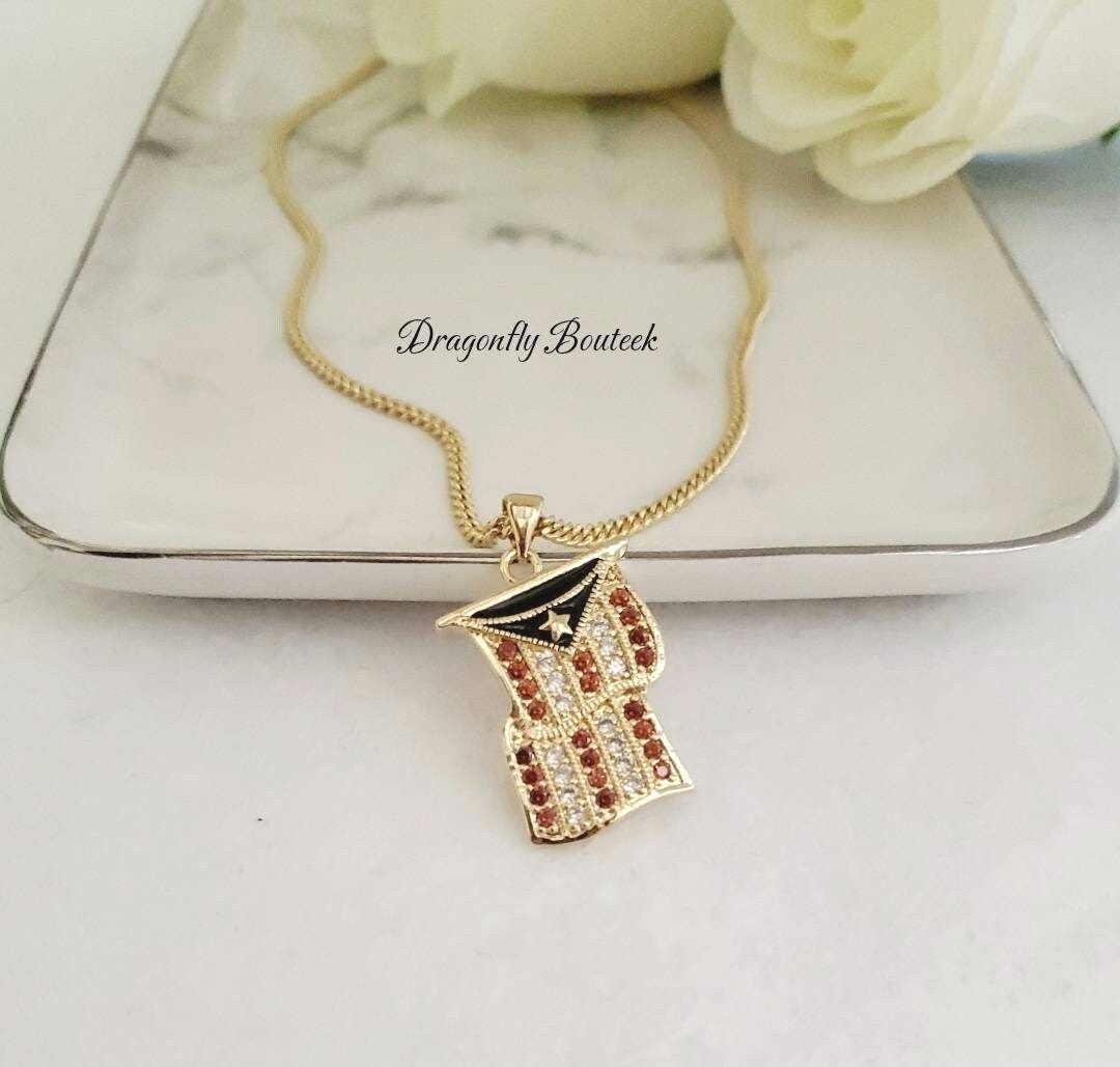 Gold Puerto Rico Necklace, 14k Heavy Plated Puerto Rico Necklace, Gold ...