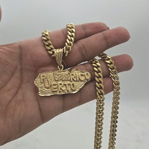 Gold Puerto Rico Necklace for Men, Gold PR Necklace for Men, 14k Heavy ...