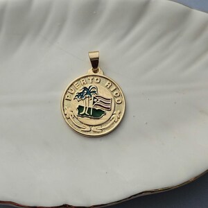 Gold Puerto Rico Medallion, 14k Heavy Plated,26mm Diameter, Bit Larger ...