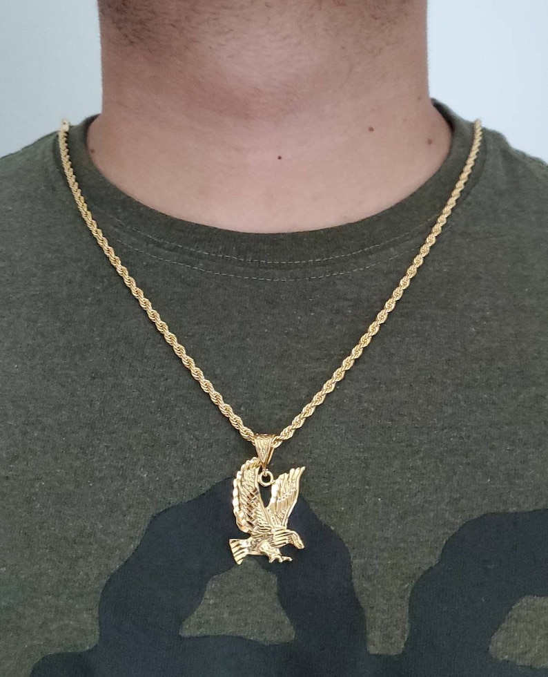 Gold Eagle Necklace for Men American Eagle Chain Made of 14k - Etsy