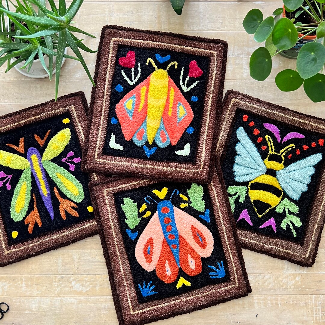 Insect Wall Art, Fiber Insect Art, Rug Tufted Wall Art, Wall Hanging ...