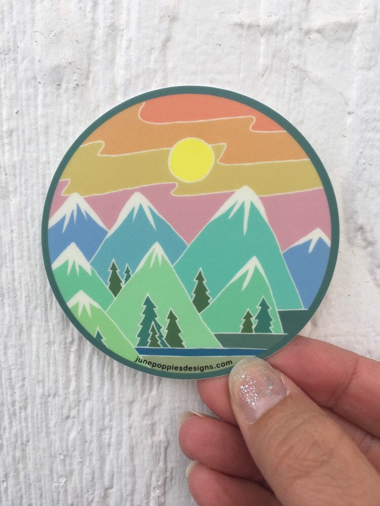 Mountain Vinyl Sticker Water Resistant Stickers Outdoor Art | Etsy