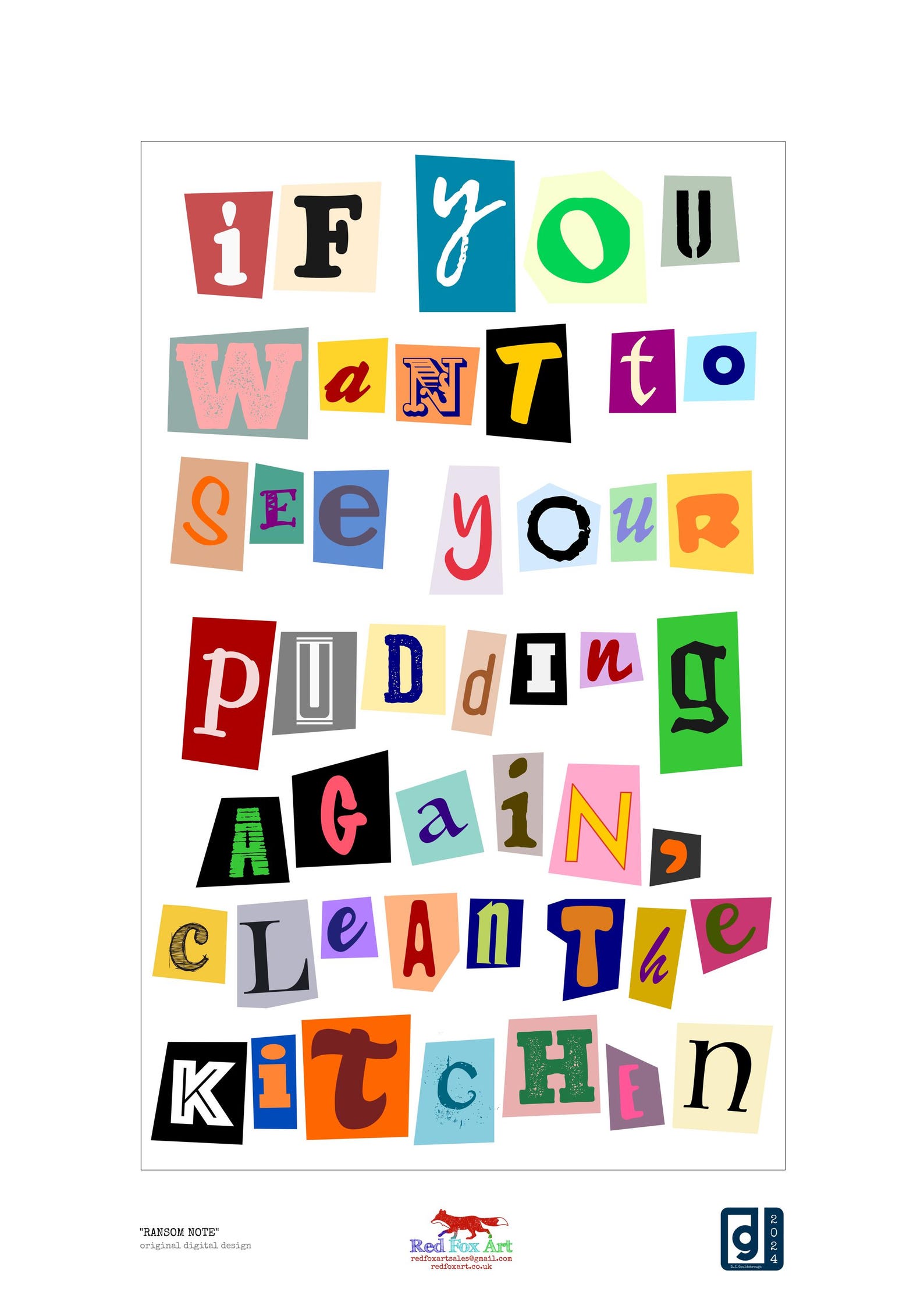 Ransom Note, Kitchen Diner, Funny, Digital Download Art, Trendy Poster ...