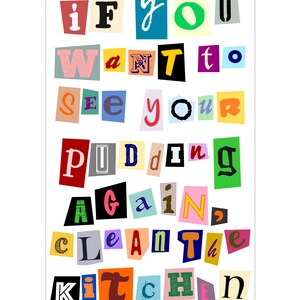Ransom Note, Kitchen Diner, Funny, Digital Download Art, Trendy Poster ...