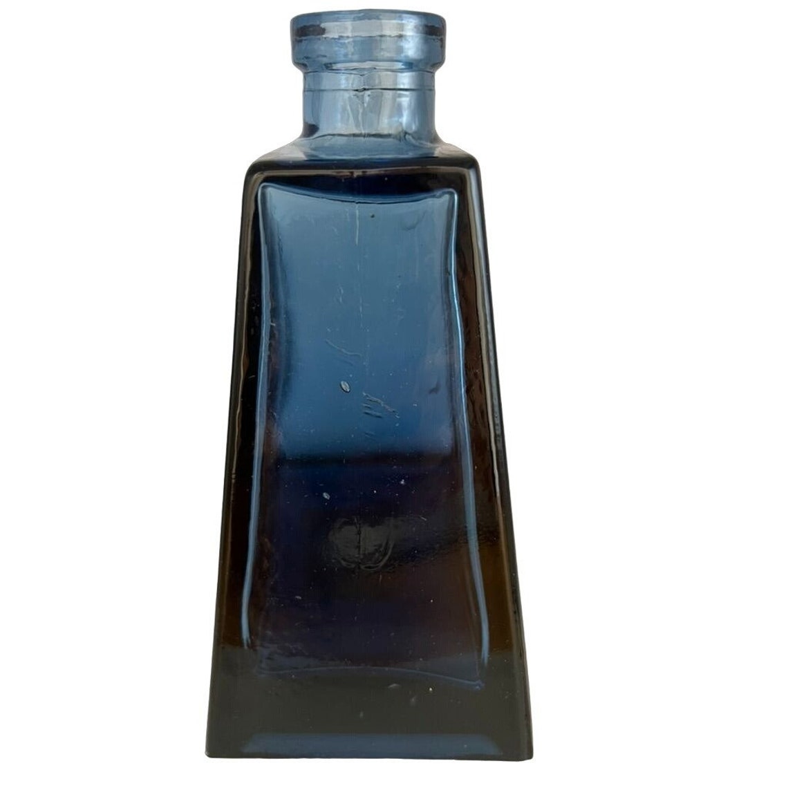 Vintage Trapezium Deep Cobalt Blue Glass Bottle Heavy Apothecary ...