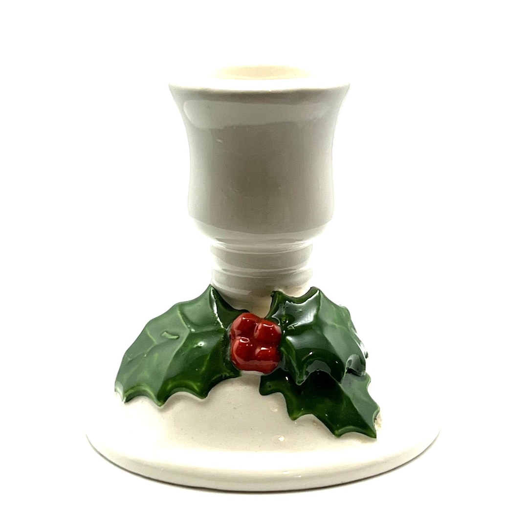 Vintage Lillian Vernon Ceramic Holly Leaf Taper Candle Stick Holder - Etsy