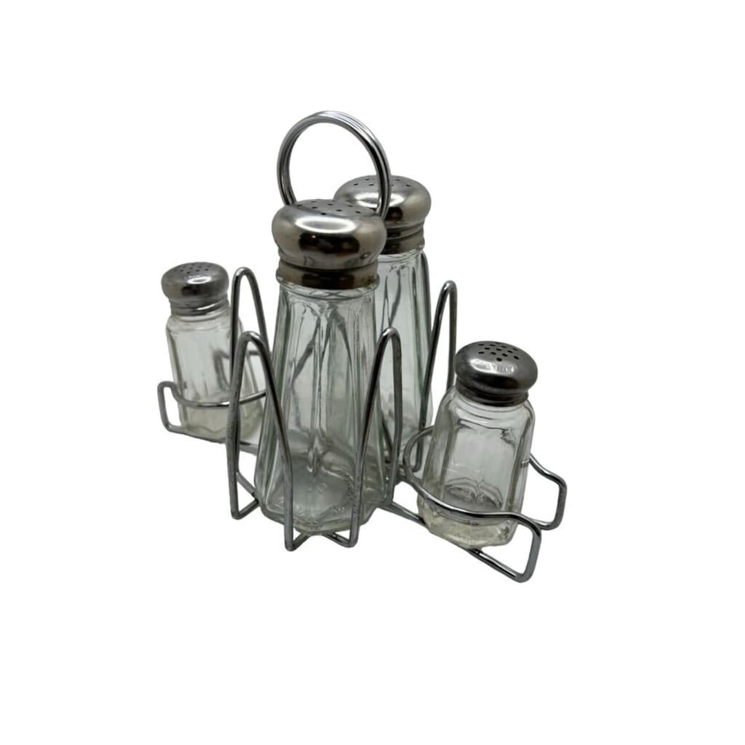 Vintage Diner Condiment Caddy With Salt & Pepper 4 Bottles - Etsy