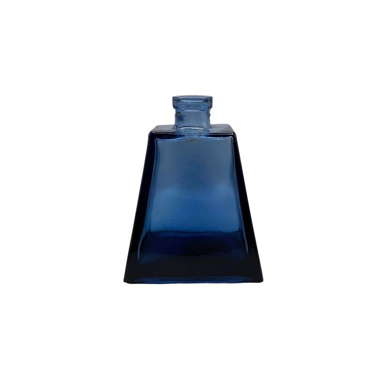 Vintage Trapezium Deep Cobalt Blue Glass Bottle Heavy Apothecary ...