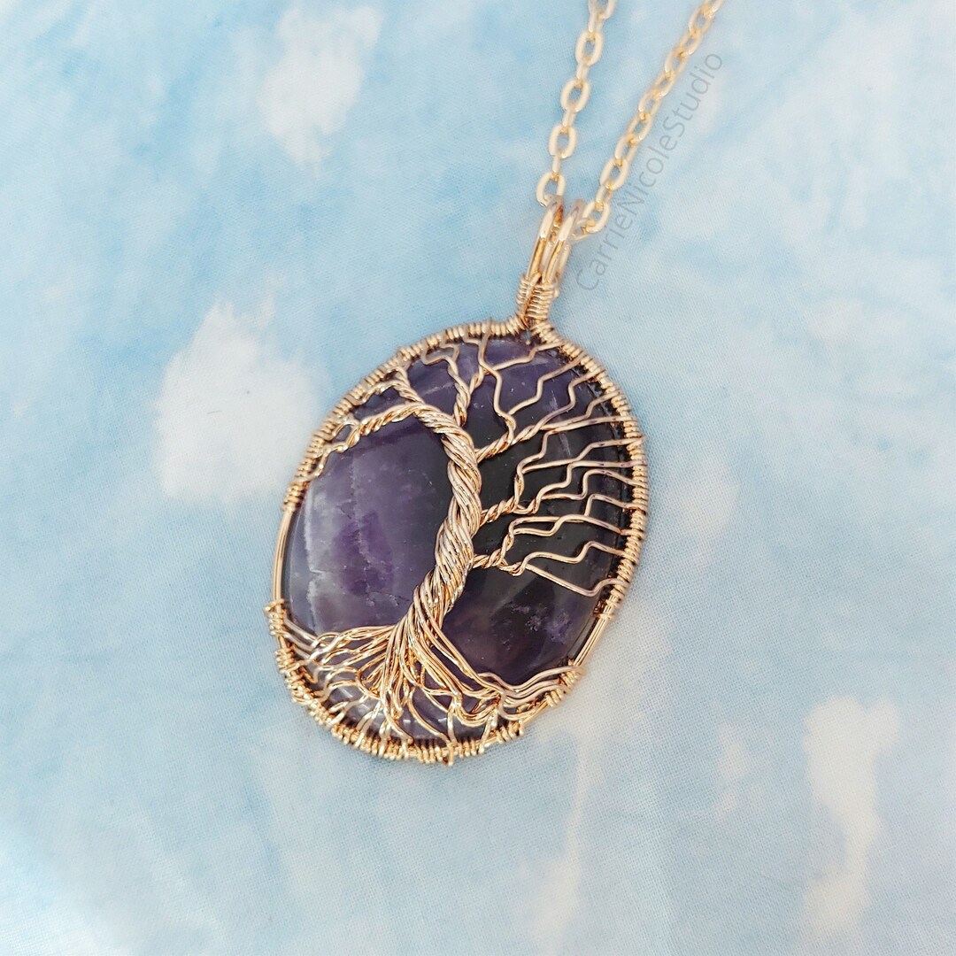 RoseGold Lebensbaum Lila Amethyst Draht Gewickelt Oval - Etsy.de