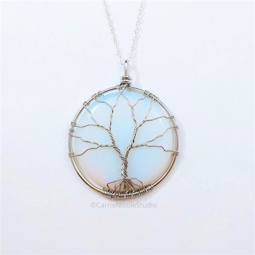 Opalite Tree of Life Necklace / Opalite Pendant / Wire Tree / Wire Wrap ...