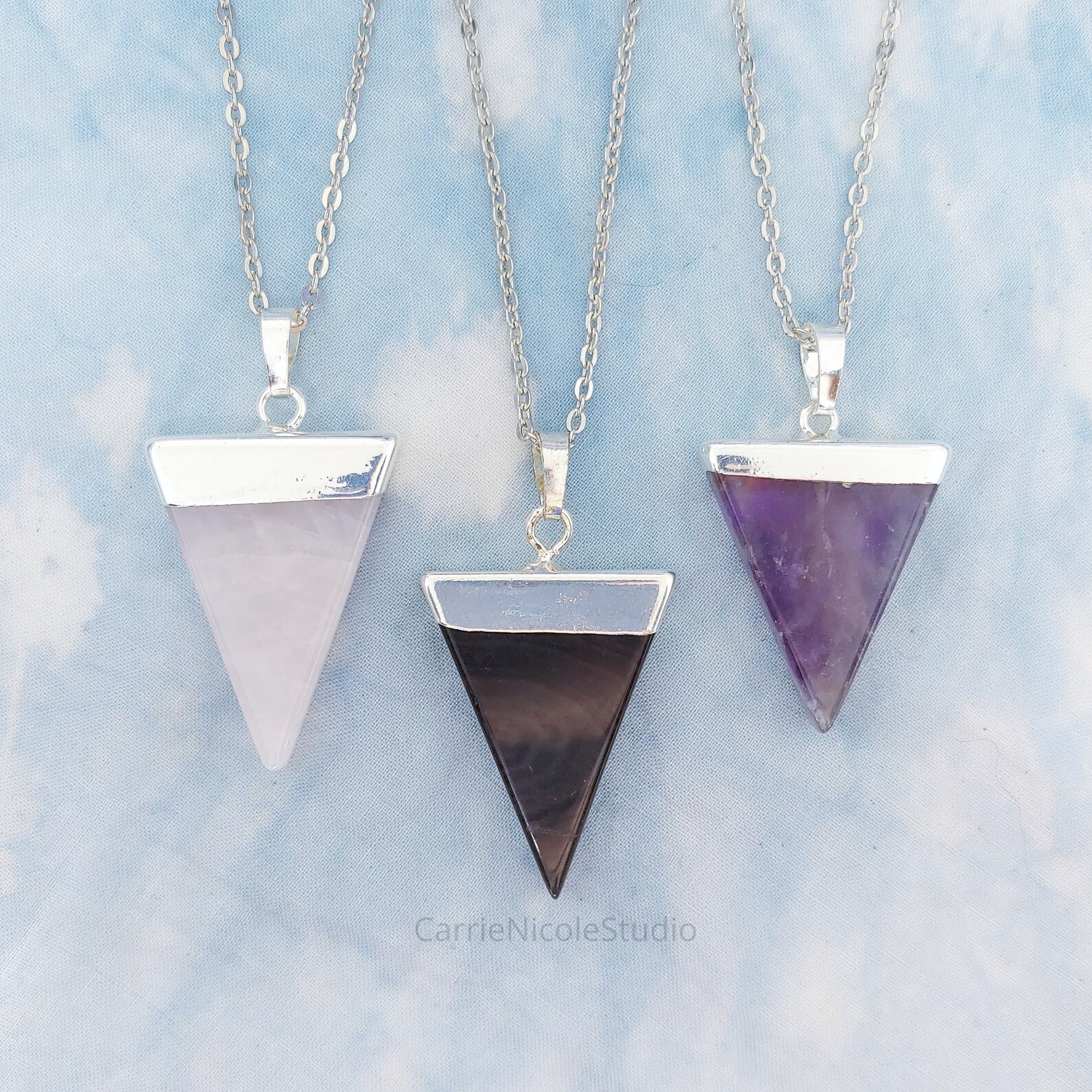 Geometric Crystal Triangle Stainless Steel Layering Necklace - Etsy