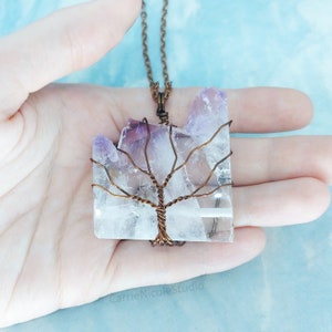 Amethyst Quartz Geode Slice Statement Necklace - Copper Wire Wrapped ...