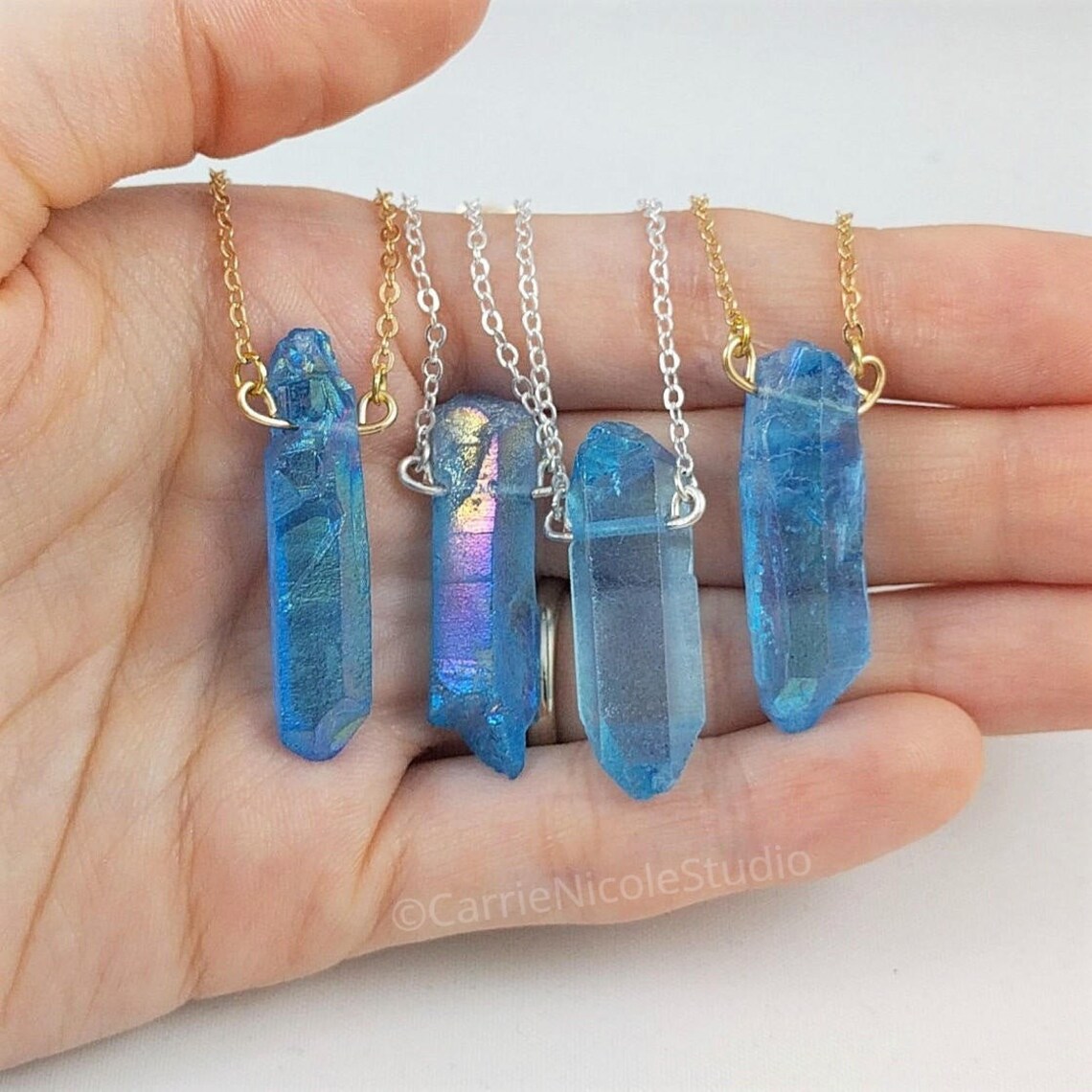 Ocean Blue Aqua Aura Quartz Crystal Necklace / Raw Crystal - Etsy Ocean Blue Aqua Aura Quartz Crystal Necklace / Raw Crystal - Etsy