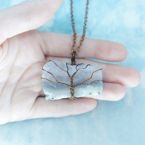 Amethyst Quartz Geode Slice Statement Necklace - Copper Wire Wrapped ...