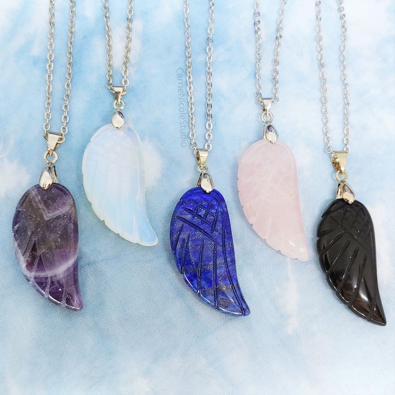 Angel Wing Crystal Necklace / Bird Wing Pendant / Christian - Etsy