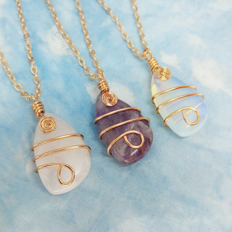 Rose Gold Wire Wrapped Necklace / Wire Wrap Jewelry / Amethyst | Etsy