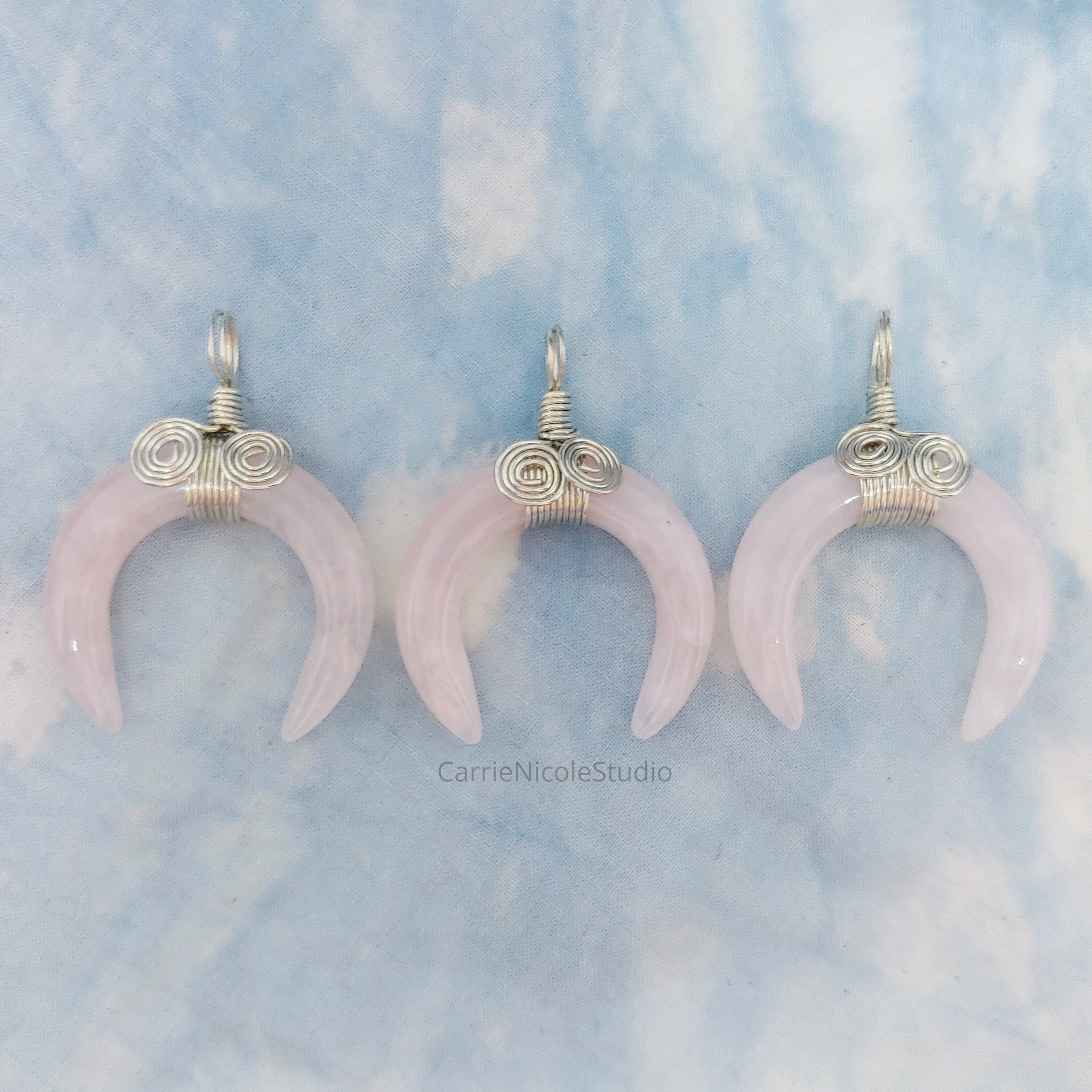 Crescent Moon Horn Crystal Stainless Steel Wire Wrapped - Etsy