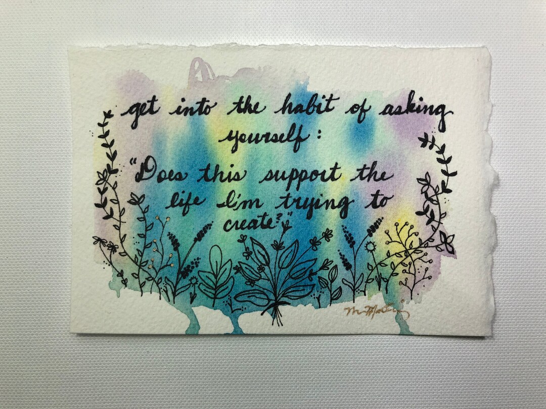 Watercolor Doodle Art With Inspirational Quote - Etsy