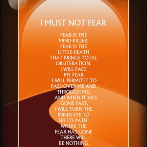 Dune Bene Gesserit Litany Against Fear Fear is the Mind Killer Large ...