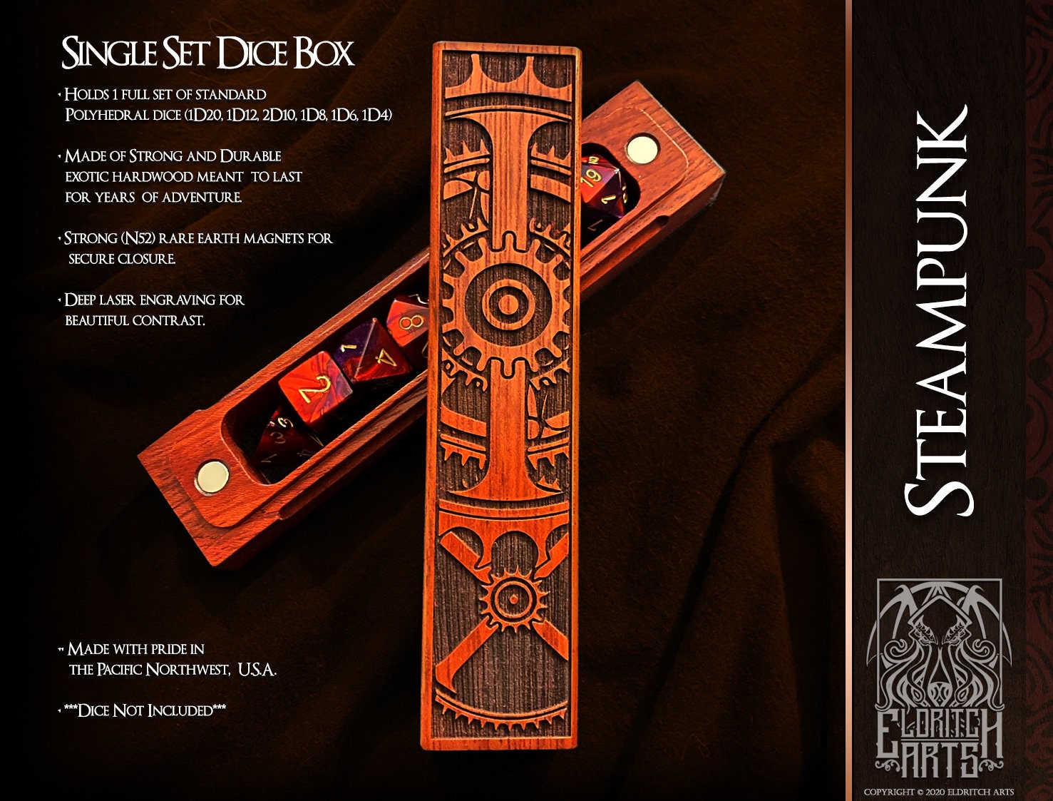 Role Playing Games Toys & Games Cthulhu Wood Leather Oak Dice Tray EDC ...