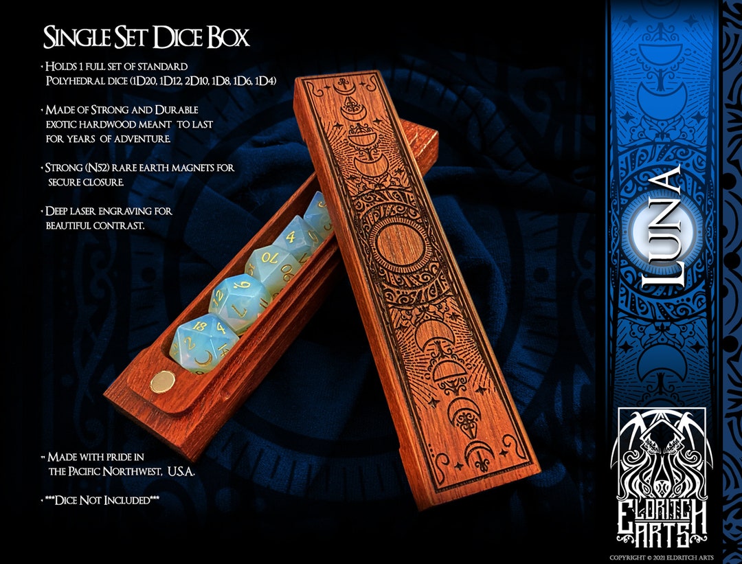 Luna Moon Phases Dice Box Dungeons and Dragons, Dnd, Pathfinder, Table ...
