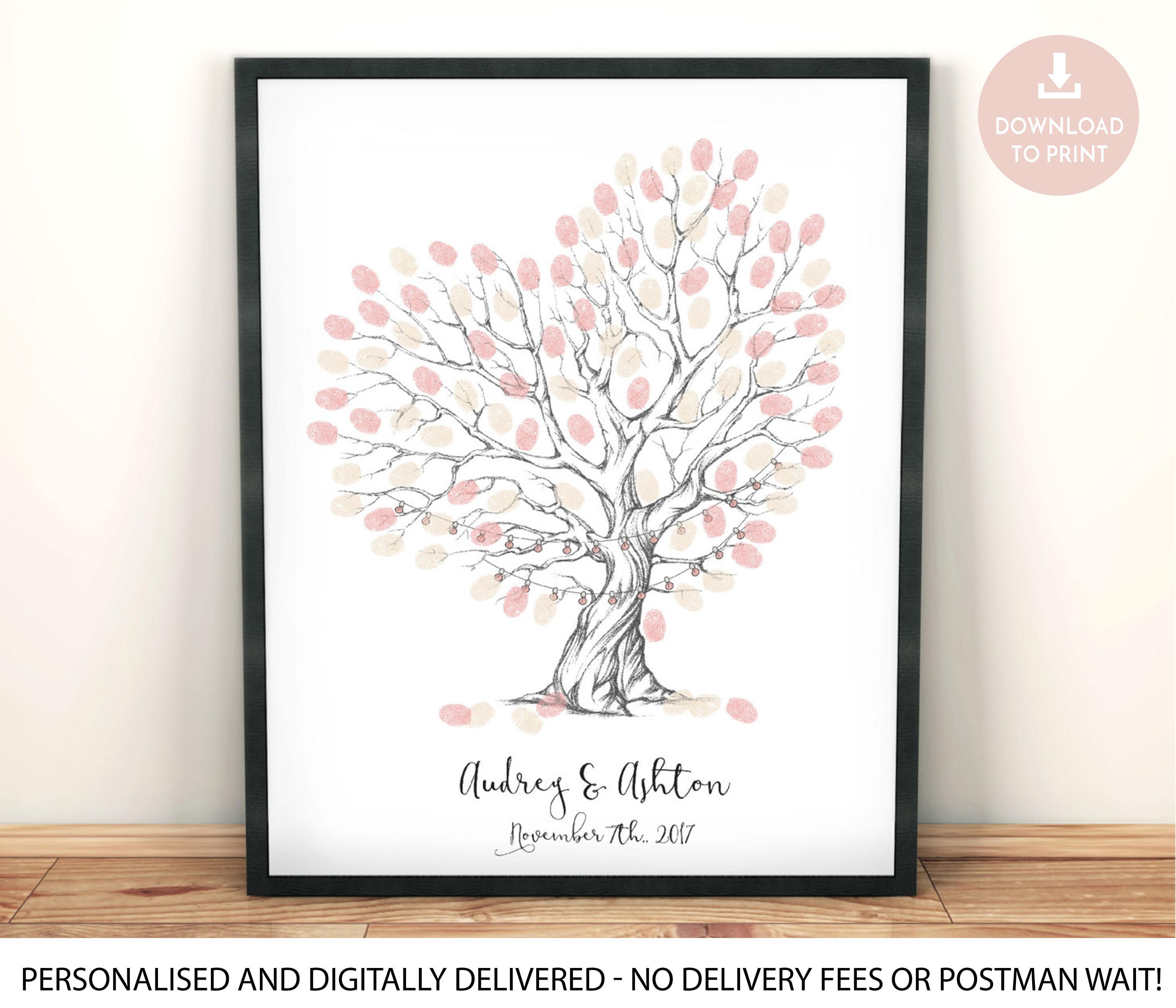 fingerprint tree printable wedding tree guest book finger | Etsy