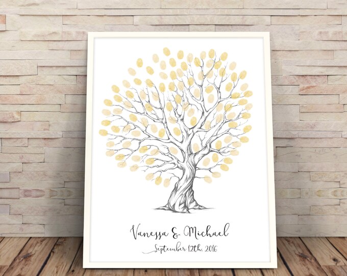 Personalised Wedding Fingerprint Tree, Heart Shaped Wedding Tree ...